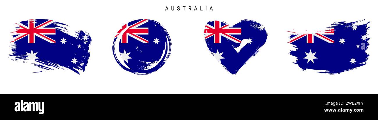 Australia hand drawn grunge style flag icon set. Australian banner in ...