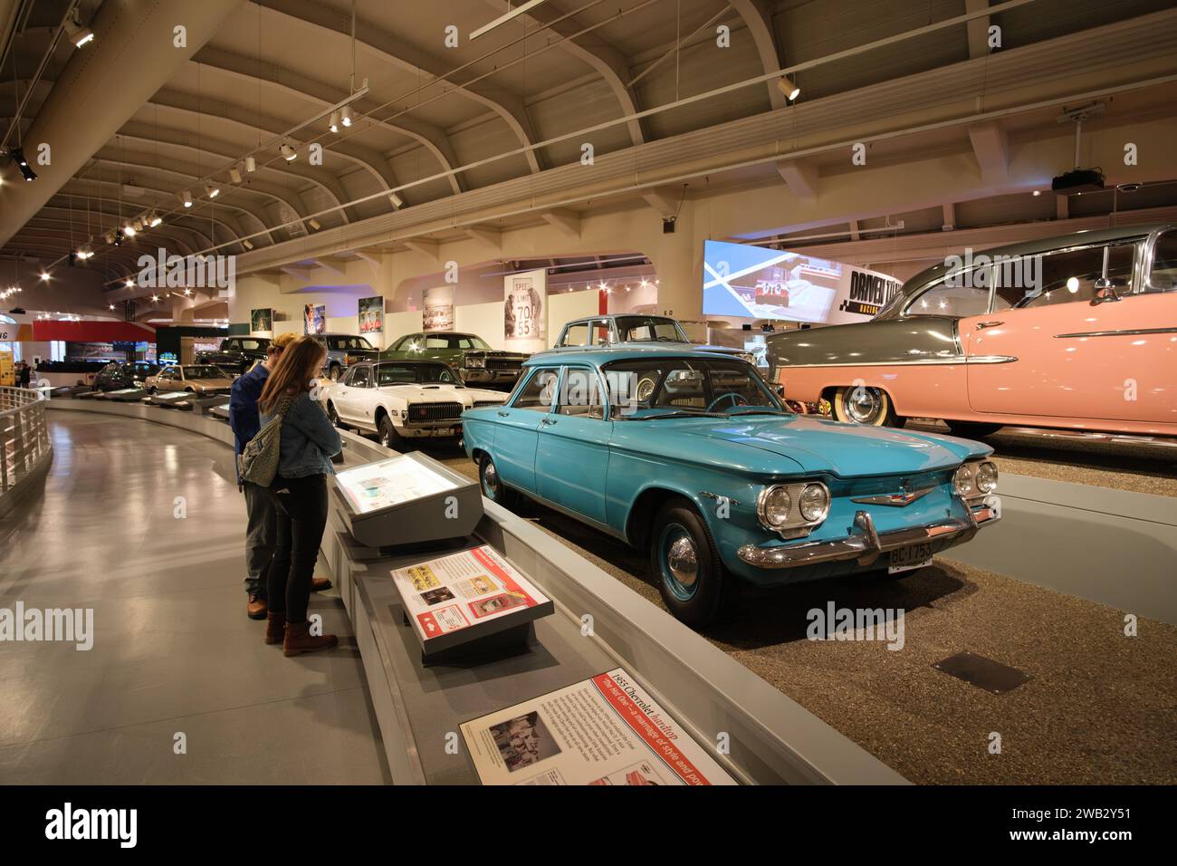 The Driving America exhibit, with a 1960 Chevrolet Corvair in the ...