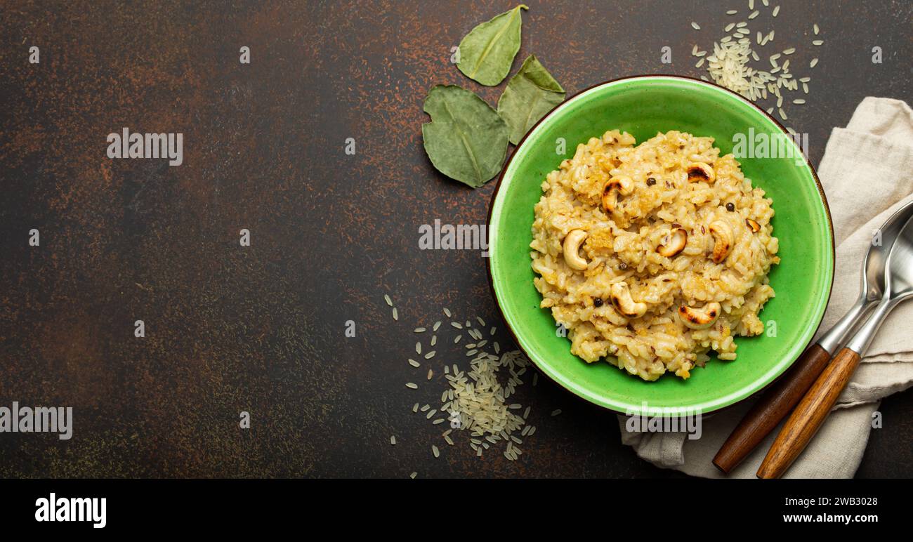 Ven Pongal (Khara Pongal), traditional Indian savoury rice dish made ...