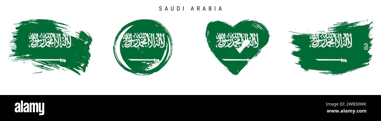 Saudi Arabia hand drawn grunge style flag icon set. Saudi Arabian ...