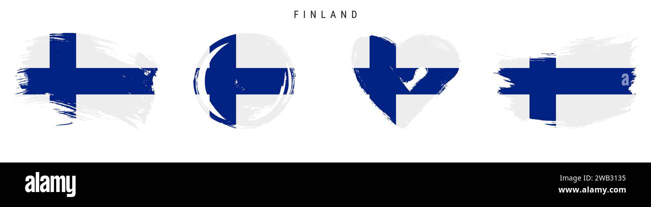 Finland hand drawn grunge style flag icon set. Finnish banner in ...
