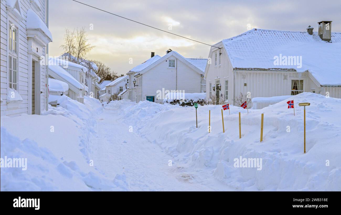 Winter and a lot of snow in Lillesand (Agder), southern Norway in ...