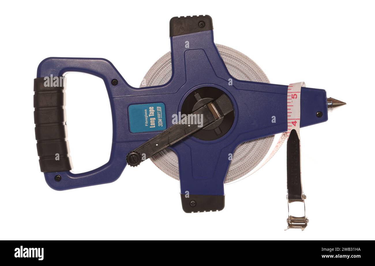 Surveyors long tape measure isolated on a white background Stock Photo ...