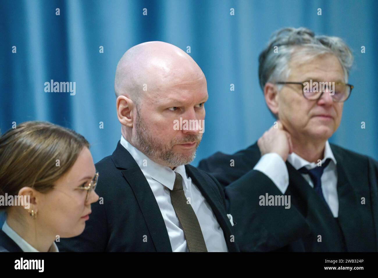 Tyristrand 20240108.Anders Behring Breivik between lawyer Oystein ...