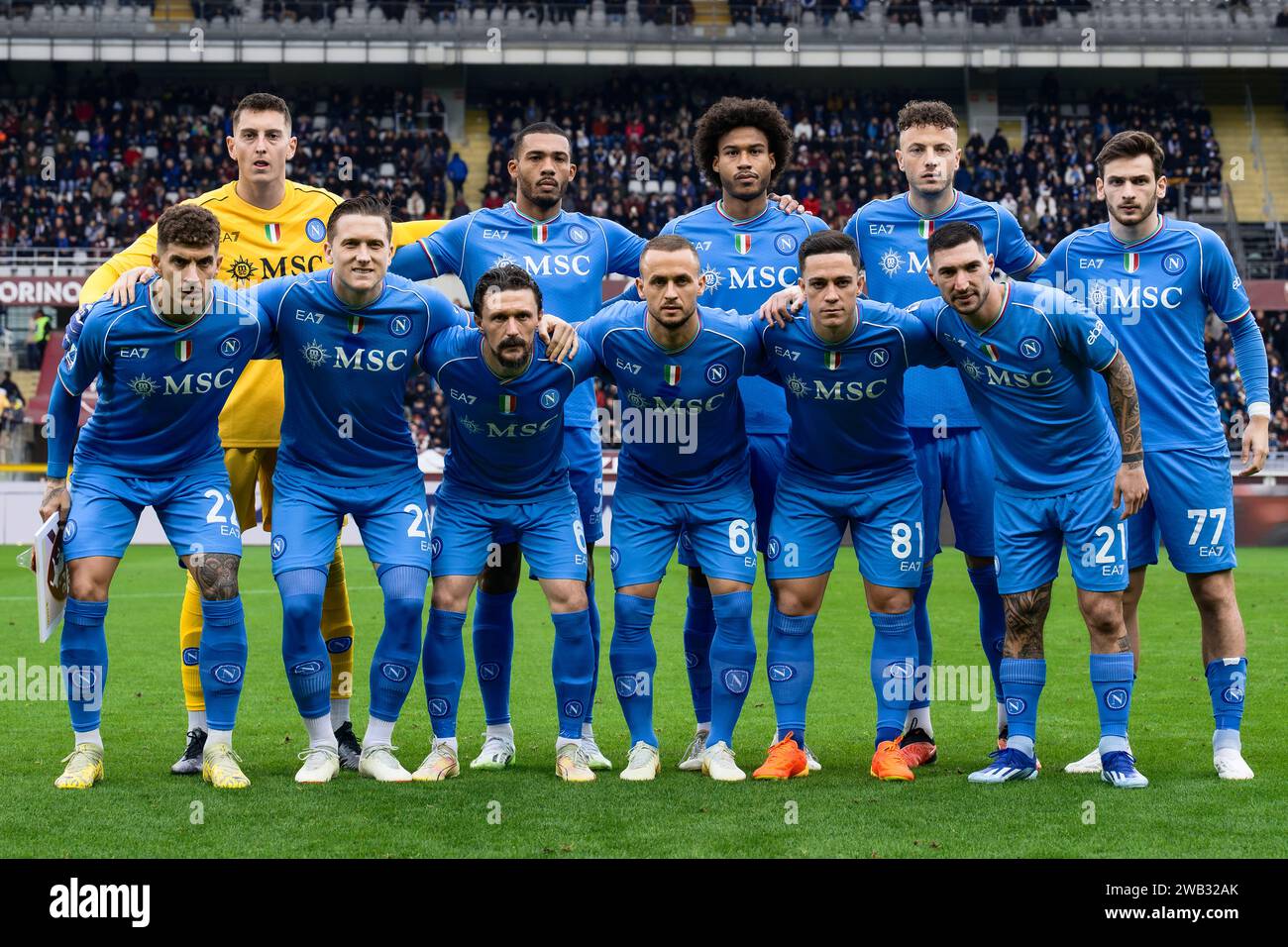 Turin, Italy. 7 January 2024. Players of SSC Napoli pose for a team ...