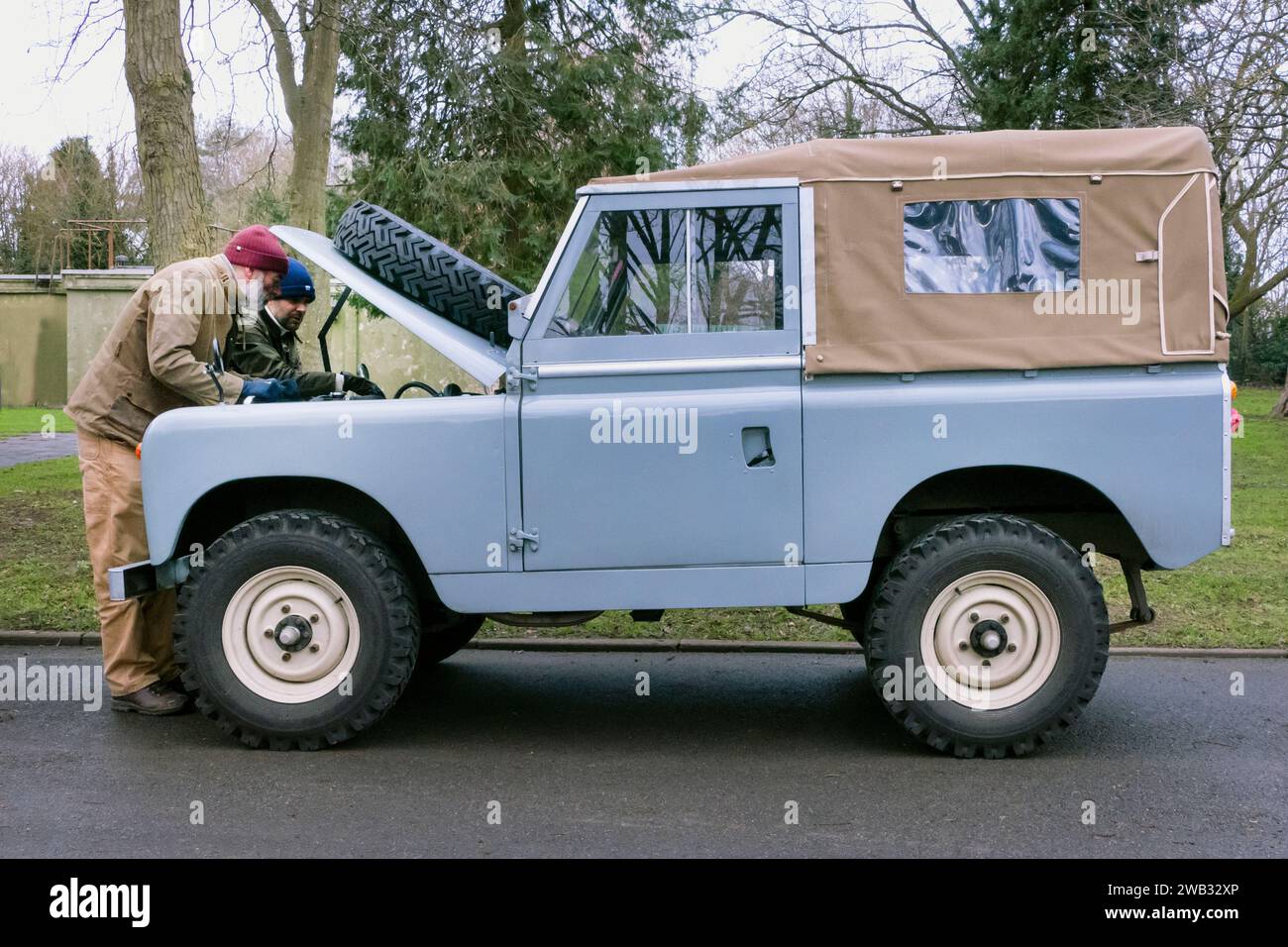 A classic Land Rover Defender at Bicester Heritage Scramble January ...