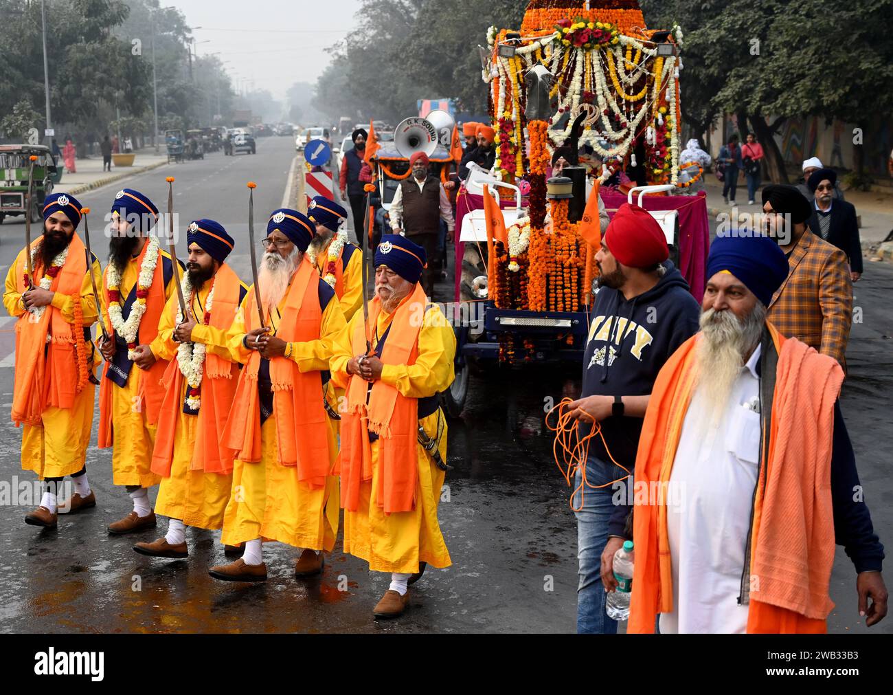 Noida, India . 07th Jan, 2024. NOIDA, INDIA - JANUARY 7: Sikh devotees during 'Nagar Kirtan ...
