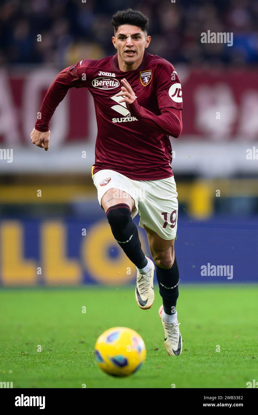 Turin, Italy. 7 January 2024. Raoul Bellanova of Torino FC in action ...