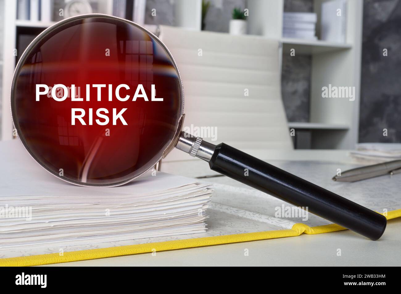 A folder with documents and a magnifying glass with the inscription ...