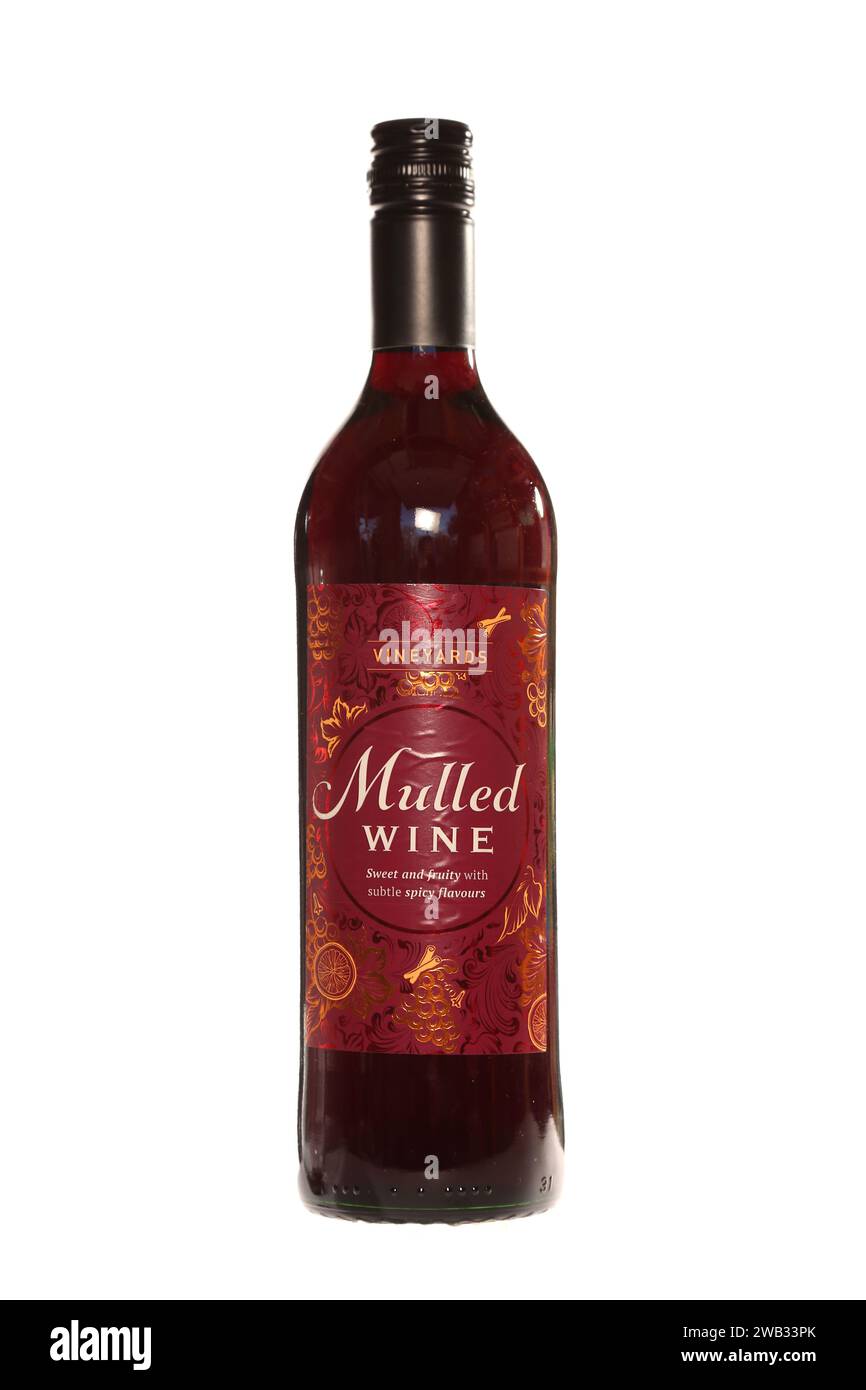 Winter mulled wine in a bottle isolated on white Stock Photo - Alamy