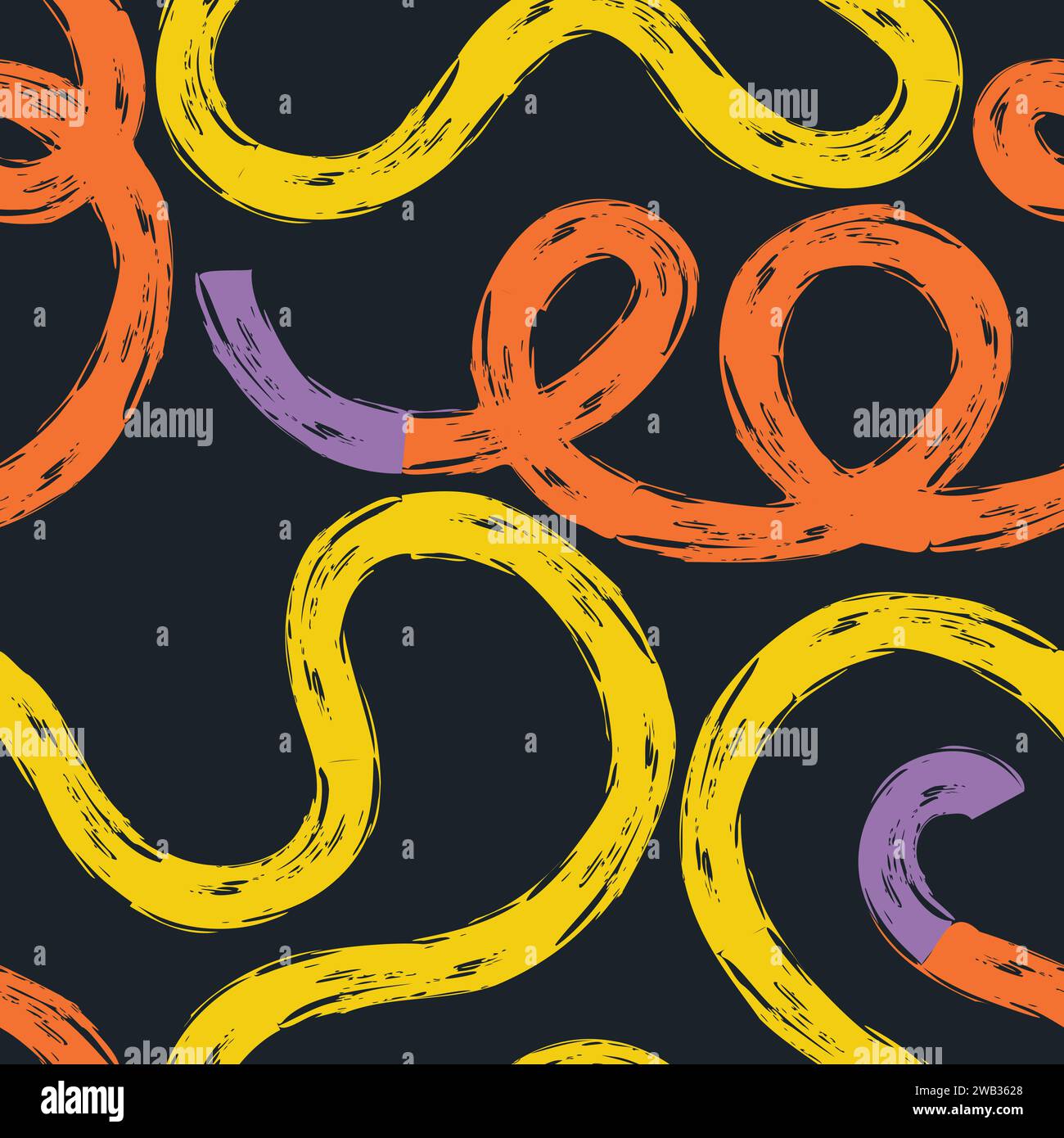 Bright Grunge scribble wallpaper print with squiggles and wavy brushes ...