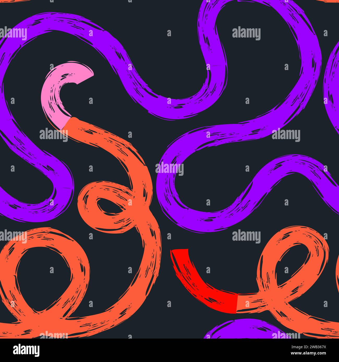 Bright Grunge scribble wallpaper print with squiggles and wavy brushes ...