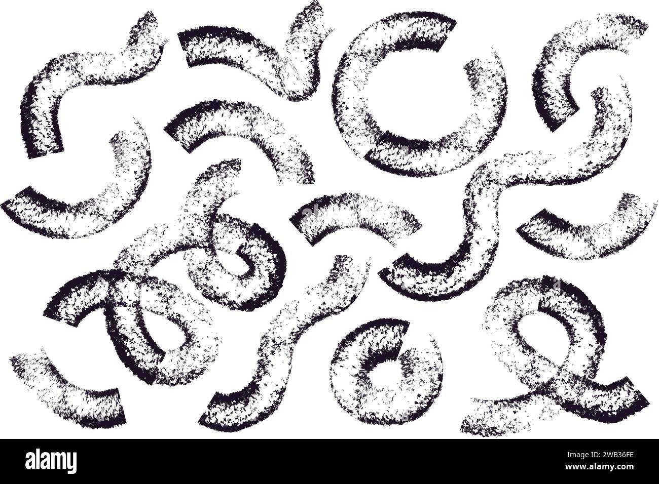 Wavy and swirled brush strokes paint vector seamless pattern. Hand ...