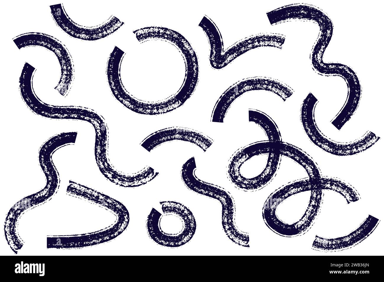 Wavy and swirled brush strokes paint vector seamless pattern. Hand ...