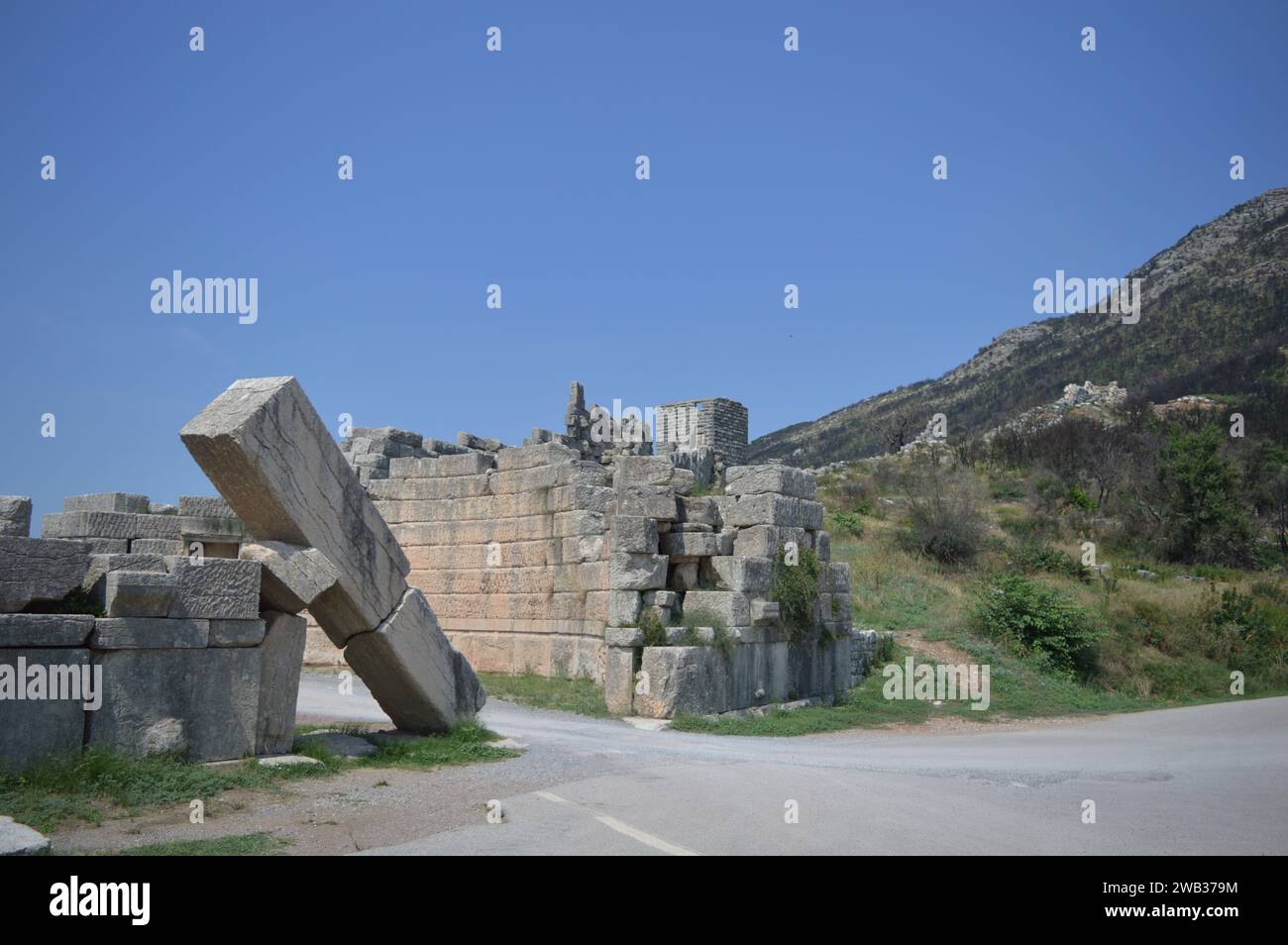 Ruins of the Arcadian Gate and the city walls of the ancient greek city ...