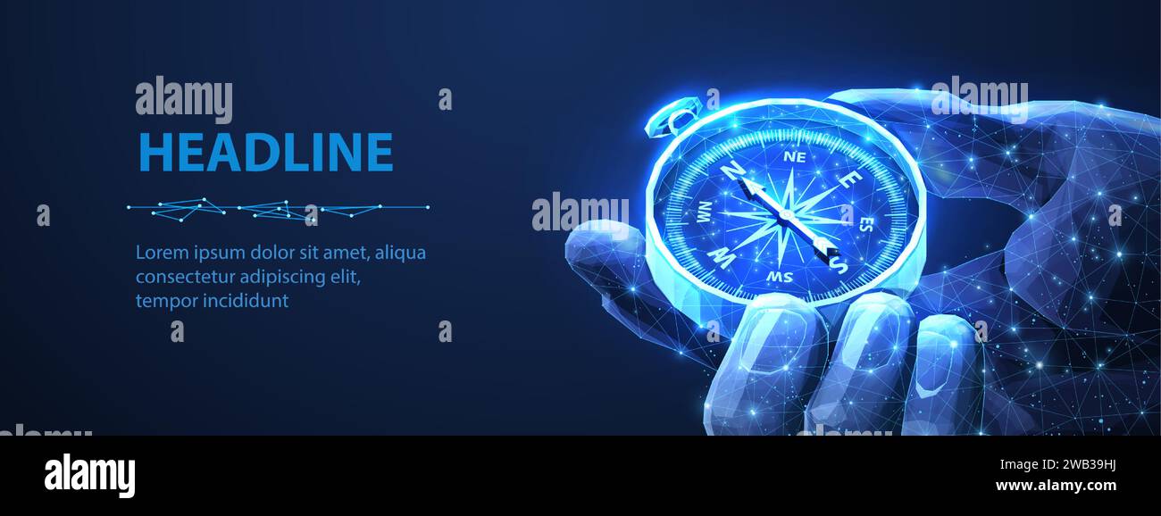 Compass in digital hand. business strategic explorer, Vision crisis ...