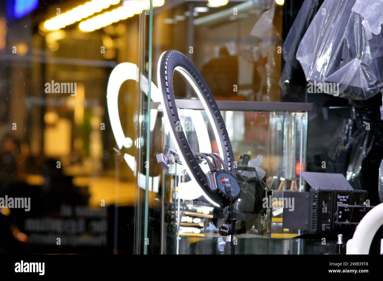 Cairo, Egypt, January 5 2024: A ring light, a continuous circular strip ...