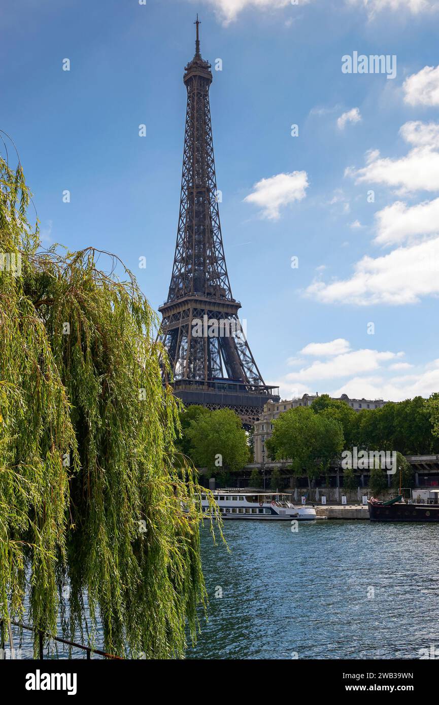 View on Eifel Tower from the Seine river, Paris Stock Photo - Alamy