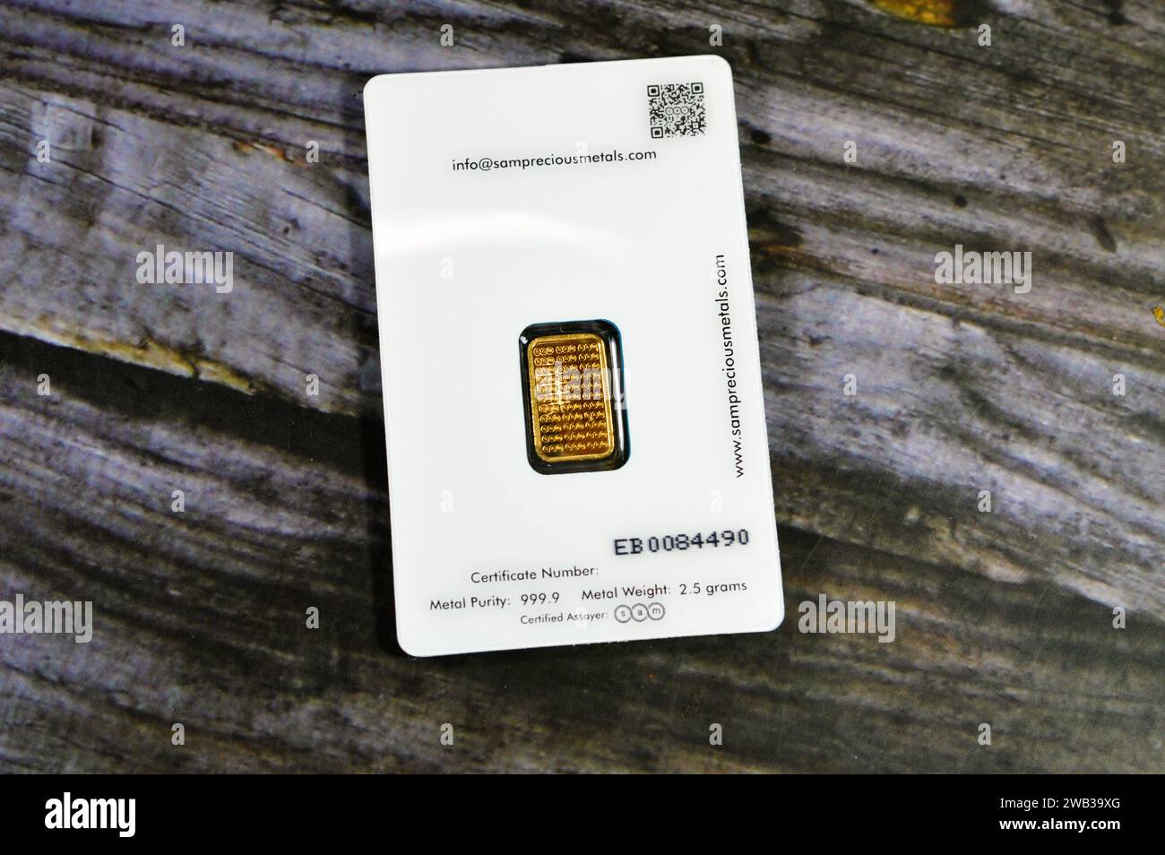 Cairo, Egypt, January 6 2024: SAM precious metal 24K karat pure yellow ...