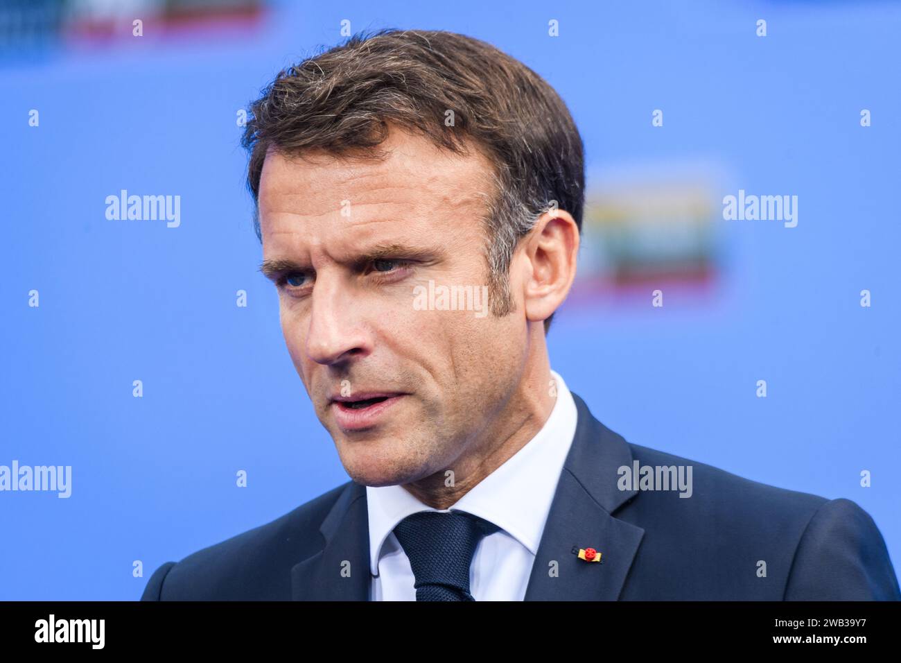 VILNIUS, LITHUANIA. 11th July 2023. Emmanuel Macron, President of ... VILNIUS, LITHUANIA. 11th July 2023. Emmanuel Macron, President of ...