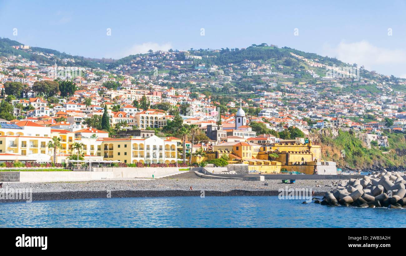 Funchal Madeira Praia do Almirante Reis View of the Old Town, Hotel ...
