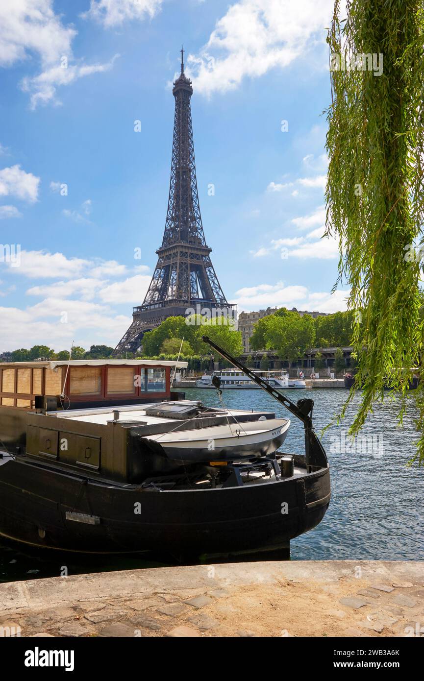 View on Eifel Tower from the Seine river, Paris Stock Photo - Alamy