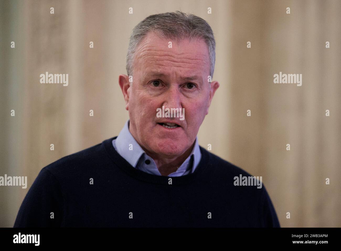Sinn Fein MLA Conor Murphy speaking in the Grand Hall of Parliament ...