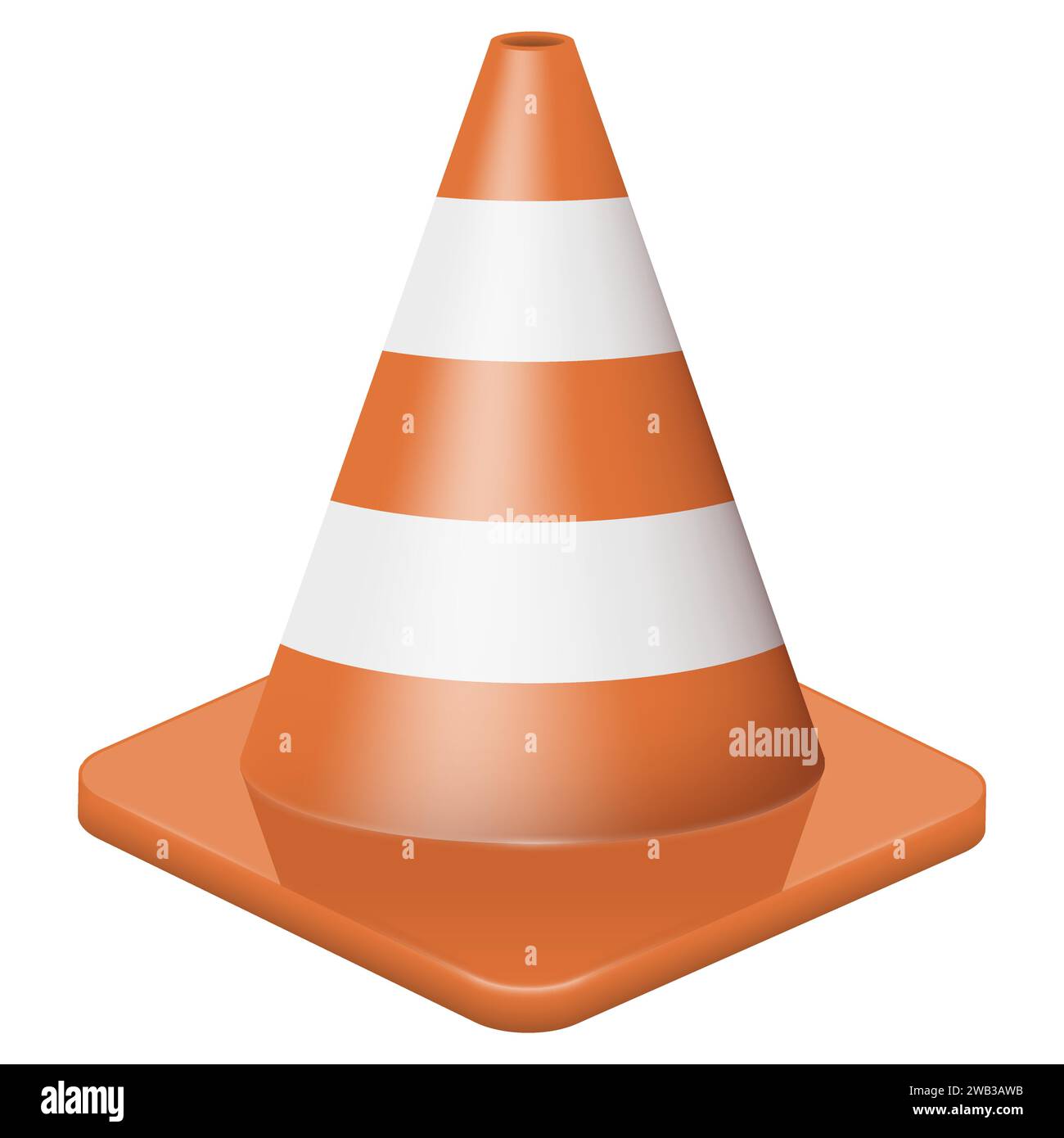 Realistic orange plastic striped traffic cone. Vector illustration. Eps ...