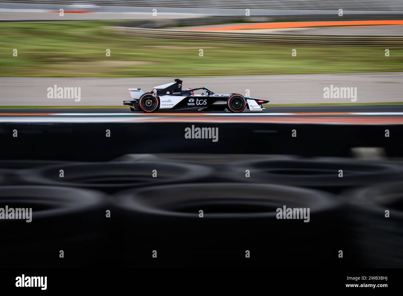 JAGUAR Formula E electric car training on Ricardo Tormo Circuit of ...