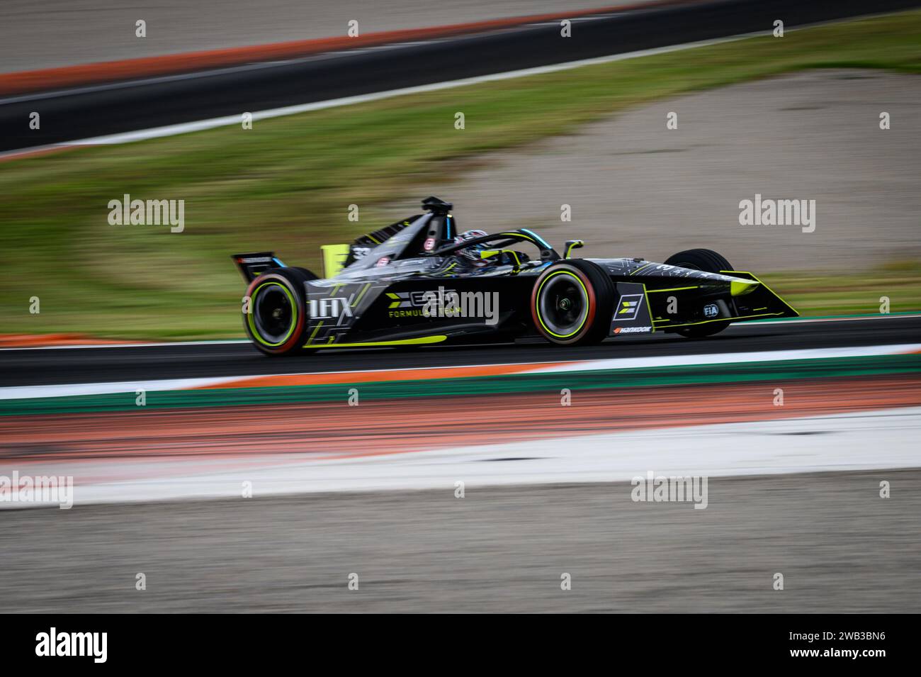 Black Formula E electric car training on Ricardo Tormo Circuit of ...