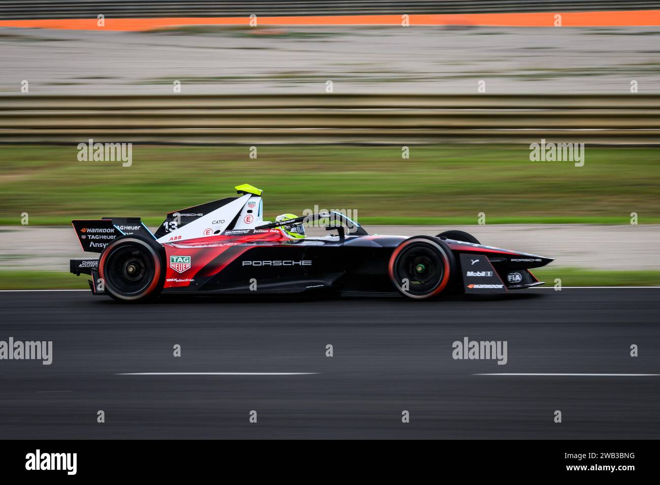 PORSCHE Formula E electric car training on Ricardo Tormo Circuit of ...
