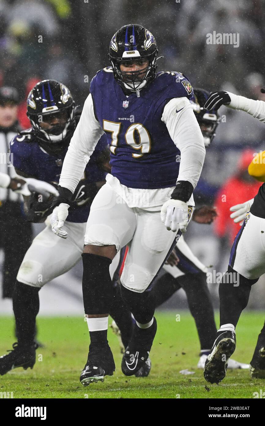 Baltimore Ravens offensive tackle Ronnie Stanley (79) in action during ...