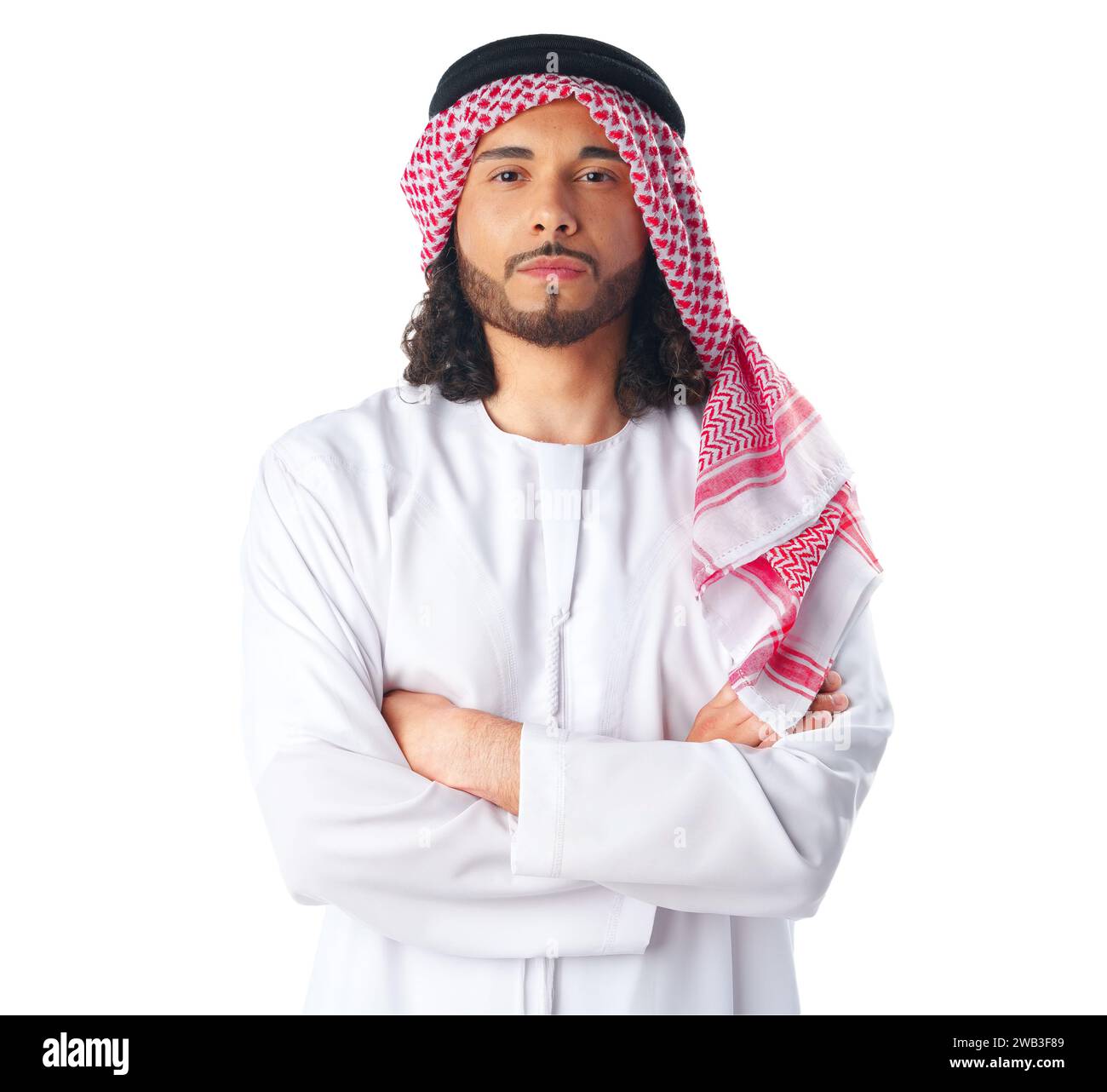 Portrait of a young Arab man wearing middle-eastern traditional dress ...