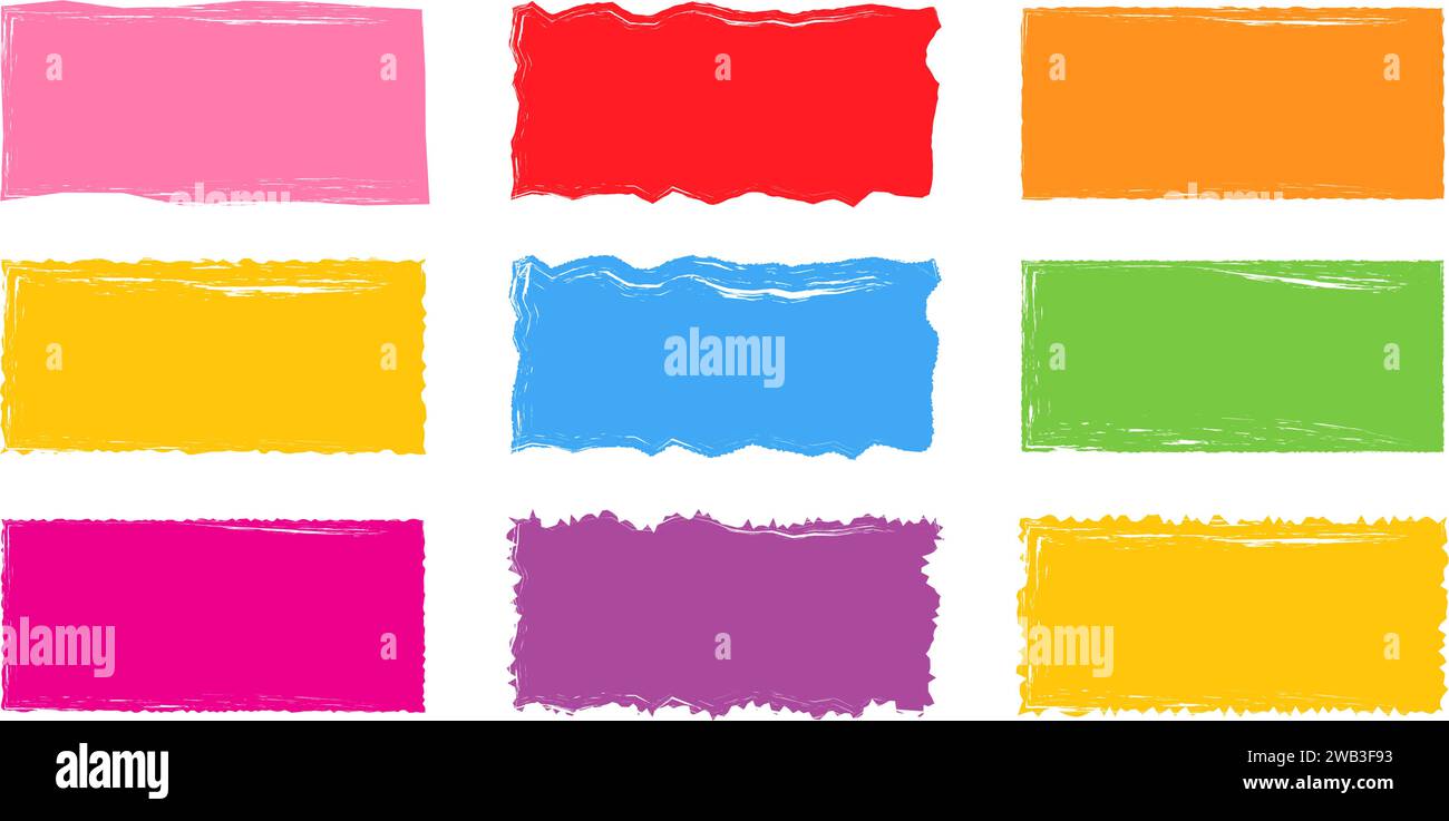 Jagged rectangle. Bright color simple shapes. Rectangle paper template ...