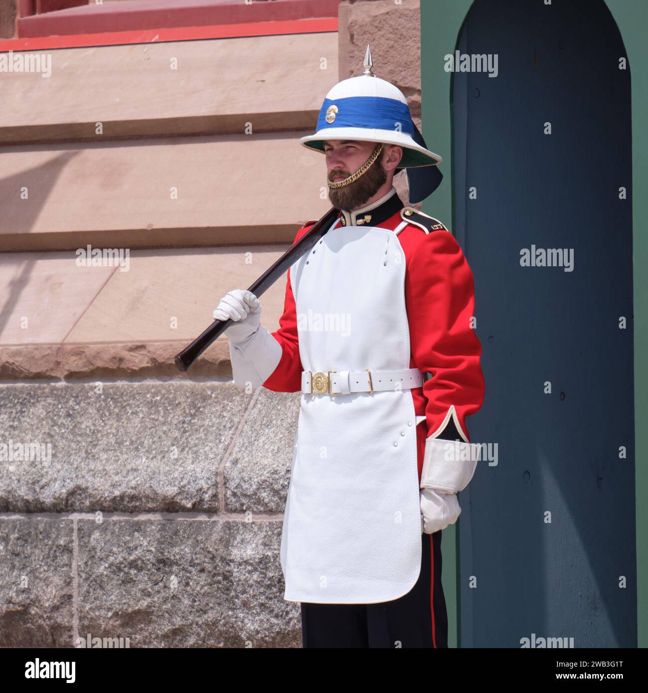 Princess Louise Fusiliers guard with axe at ceremony. Halifax Canada ...