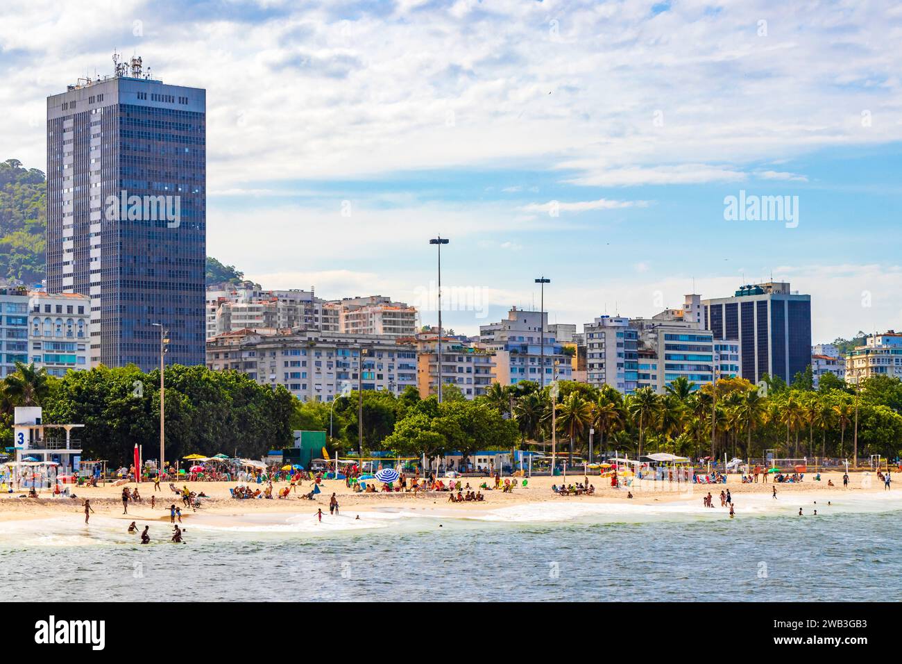 People And Tourist Have Fun On Flamengo Beach Panorama View And ...