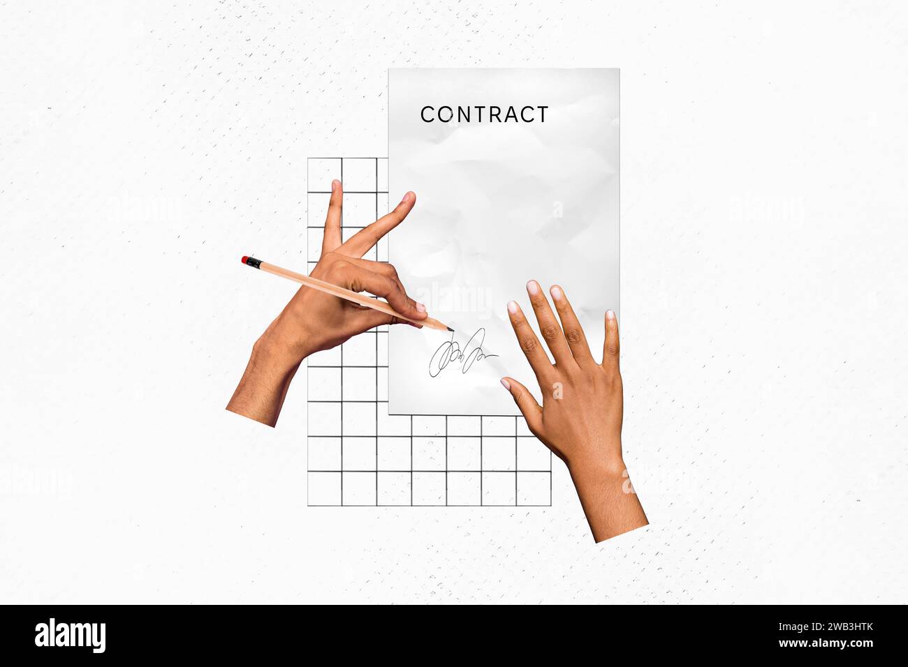 Photo creative collage poster banner illustration human arms signing ...