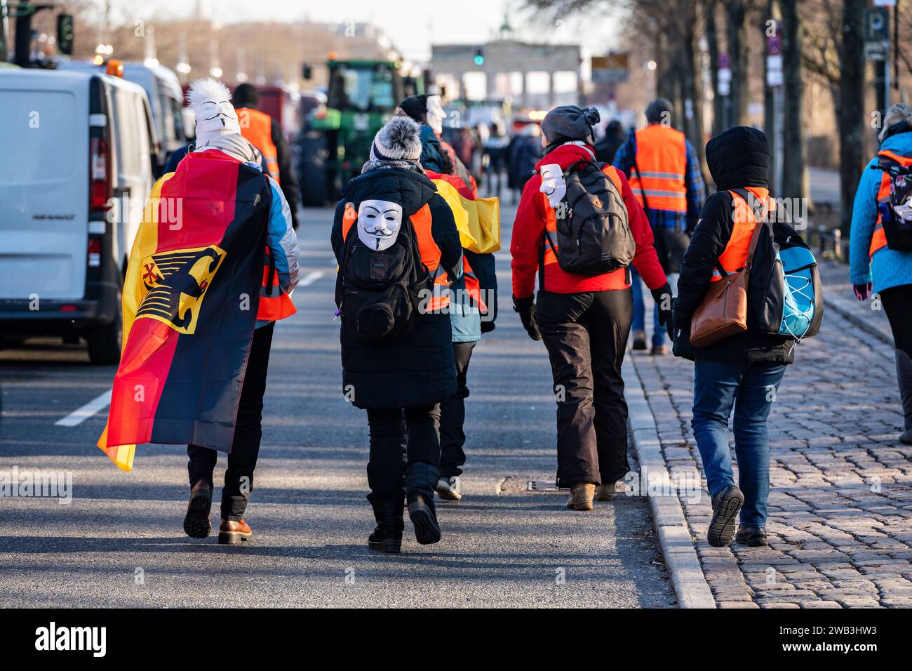 08.01.2024,Berlin,Bauern-Protest in der Deutschen Hauptstadt.Straße des ...