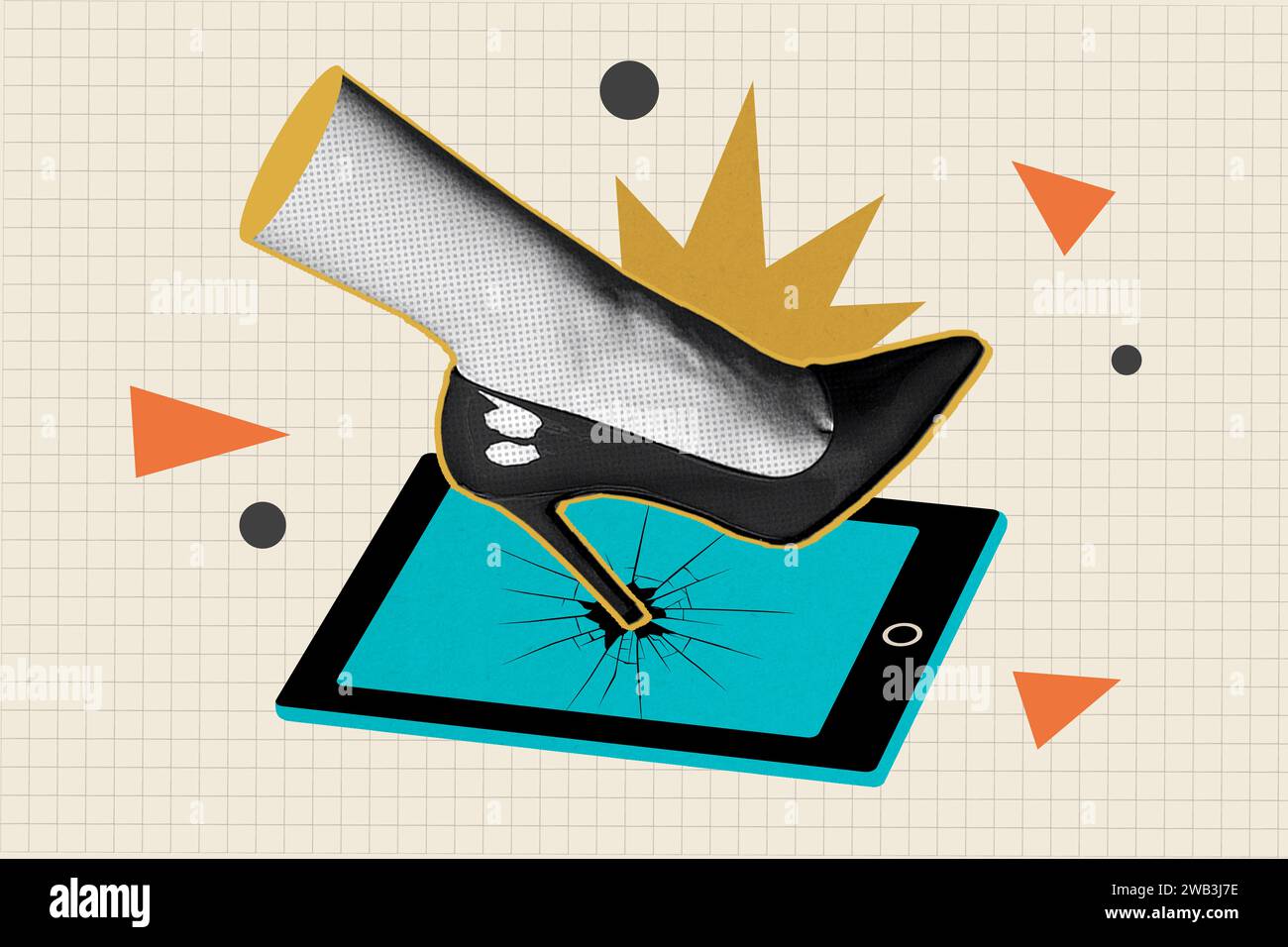 Composite collage picture image of woman leg high heel break crack ...