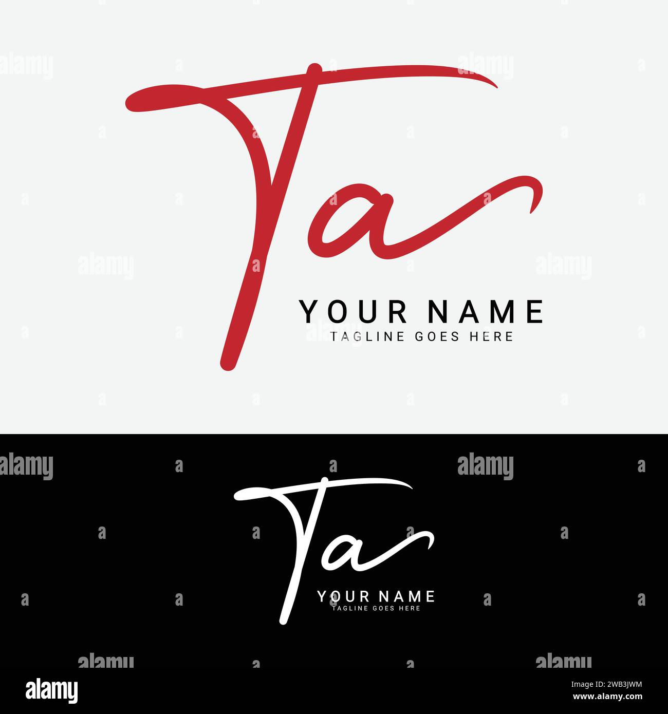 T, A, TA Initial handwriting or handwritten letter logo for identity ...