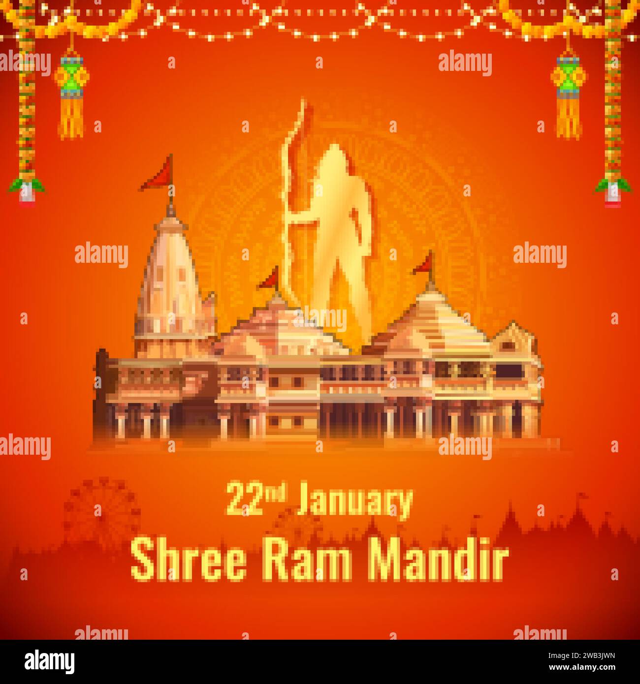 illustration of religious background of Shri Ram Janmbhoomi Teerth Kshetra Ram Mandir Temple in ...