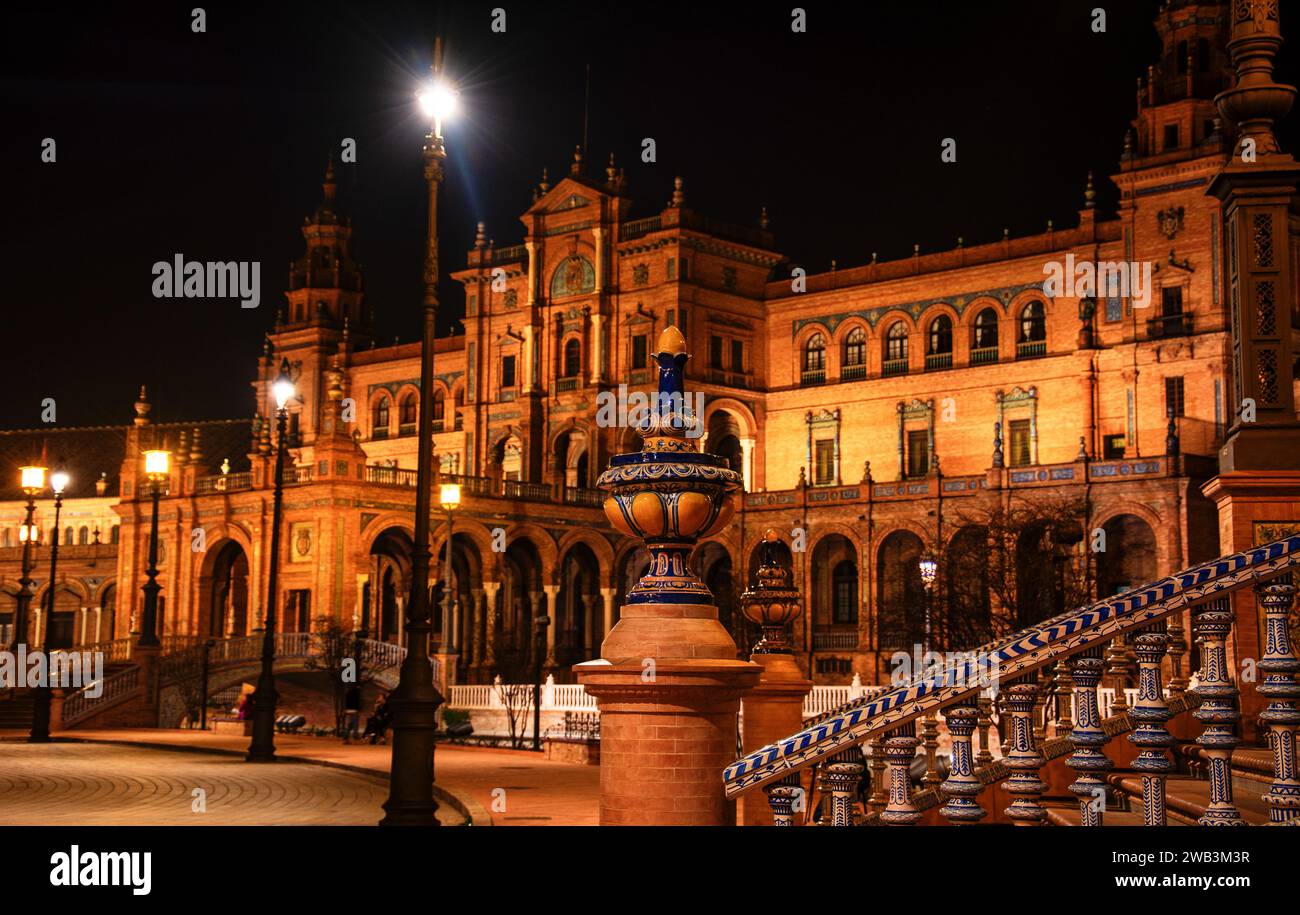 the splendid architecture in the sweet nights of Spring in Seville in ...