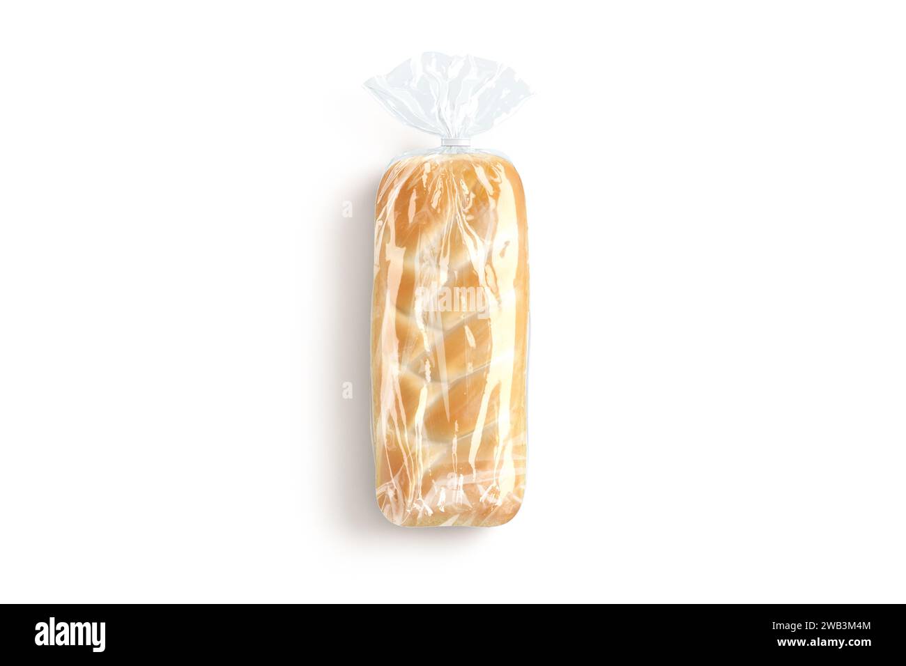 Blank bread in transparent cellophane pack mockup, top view, 3d ...