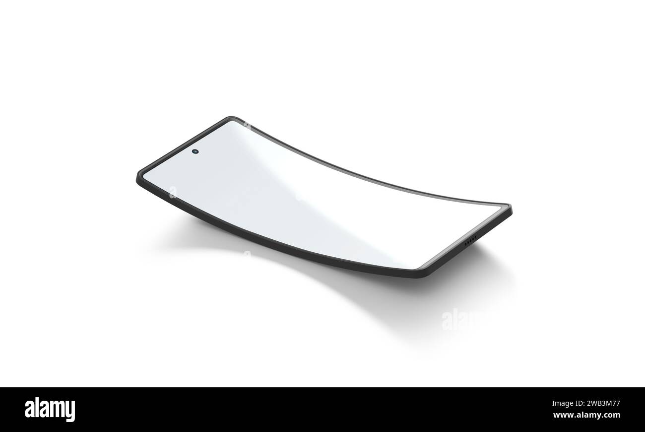 Blank white rectangle phone flexible flip display mockup, isolated, 3d ...