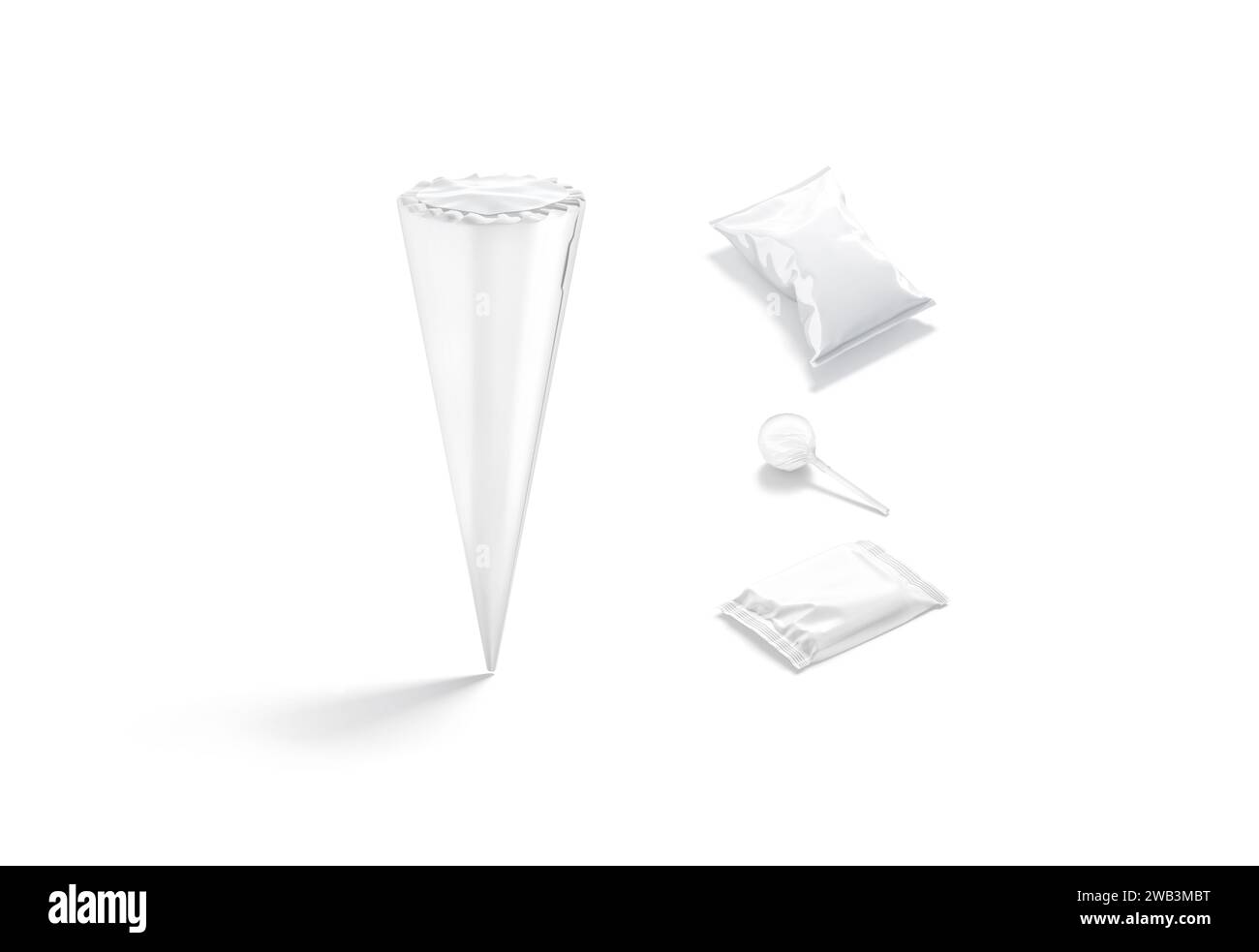 Blank white snacks pack mockup, different views, 3d rendering. Empty ...