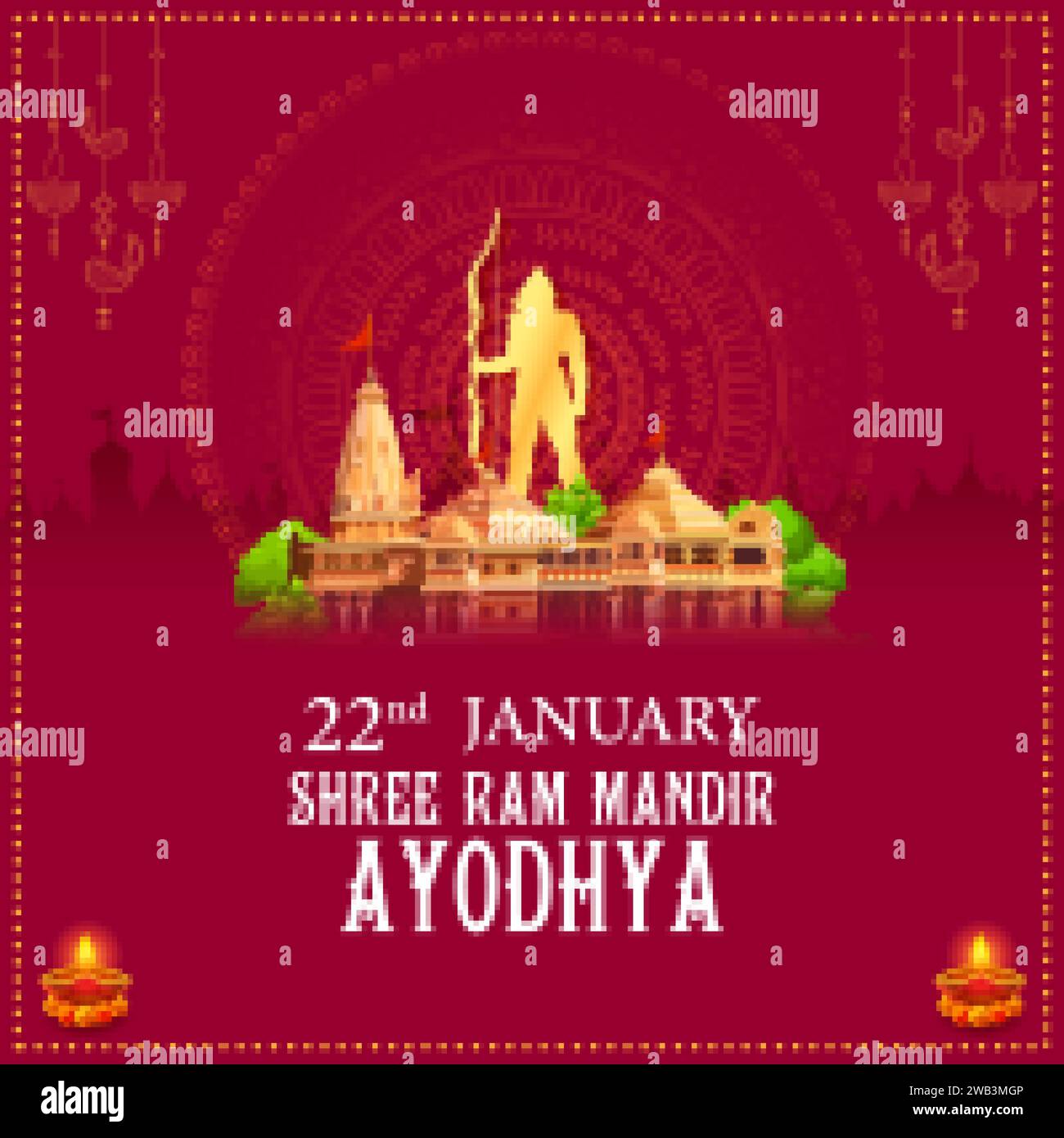 illustration of religious background of Shri Ram Janmbhoomi Teerth Kshetra Ram Mandir Temple in ...