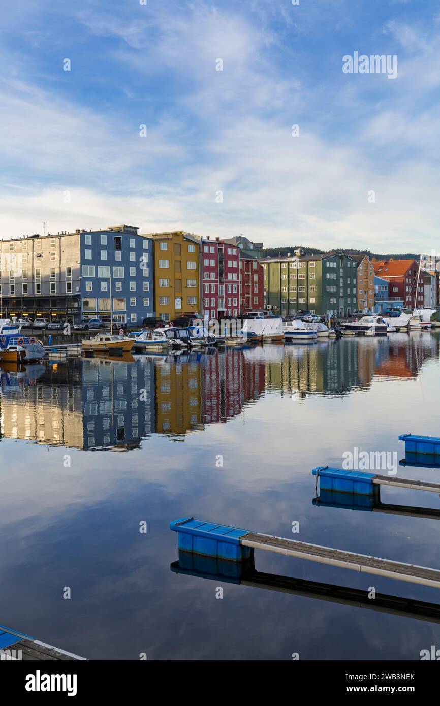 reflections of colourful waterfront warehouses wharfs buildings of ...