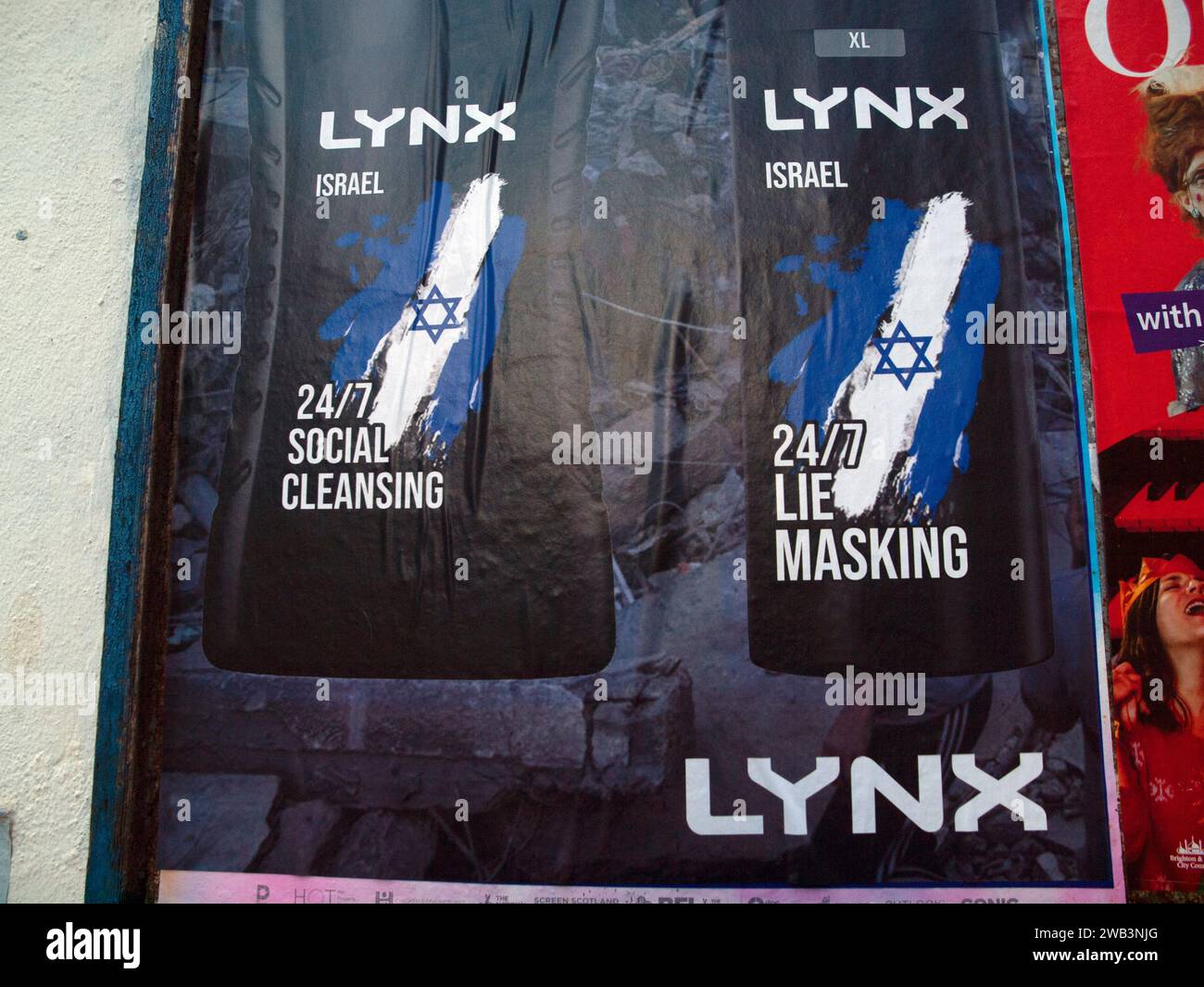 Anti-Israel posters on a notice board in Brighton Stock Photo - Alamy