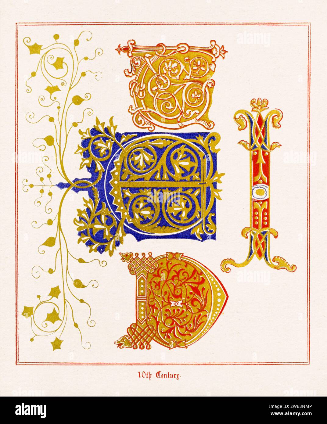 Medieval Alphabet initials. 19th-century book illustration showcasing ...