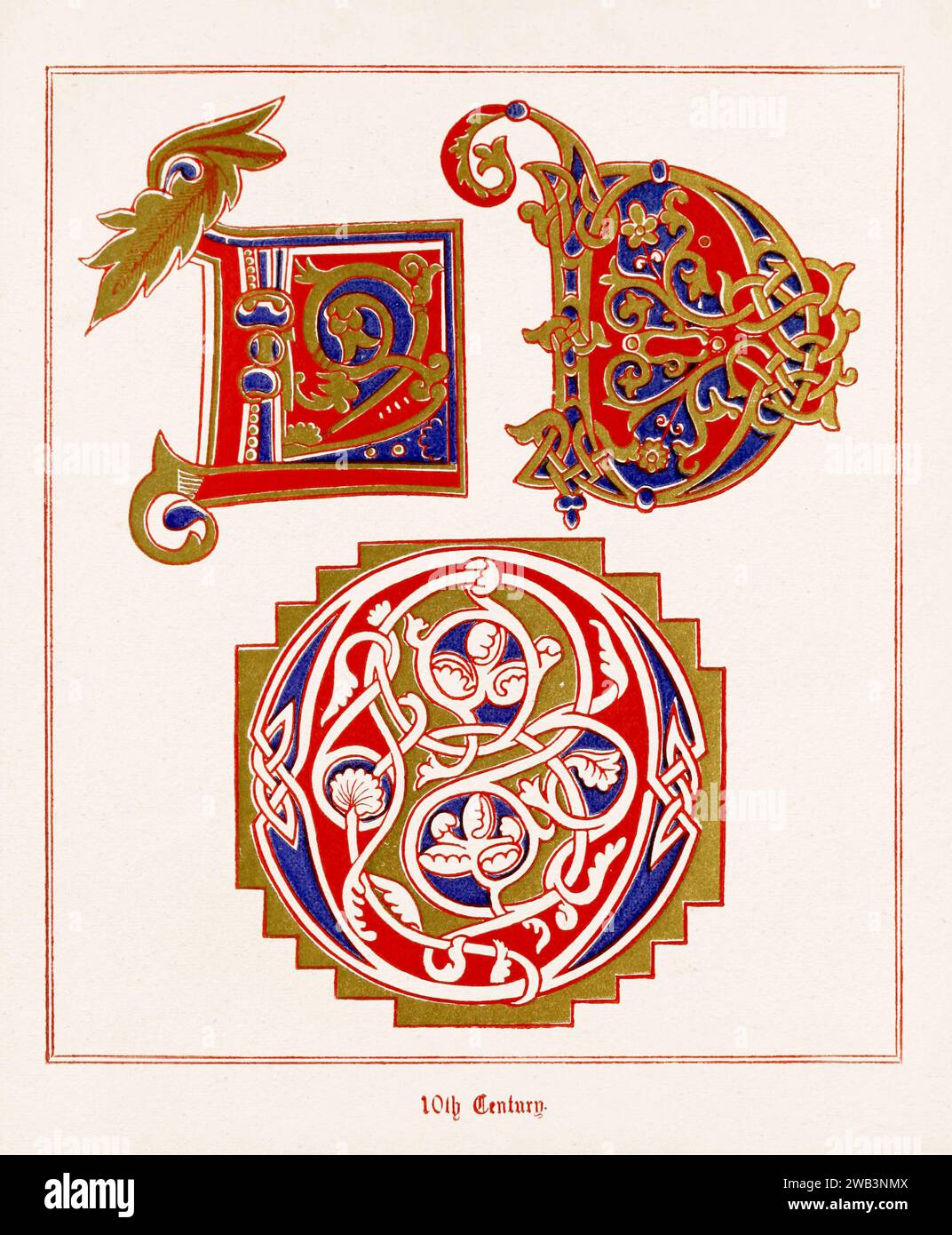 Medieval Alphabet initials. 19th-century book illustration showcasing ...